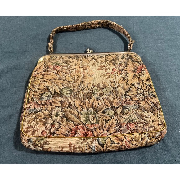 Bags | Vintage Tapestry Metal Snap Closure Handbag With Strap | Poshmark